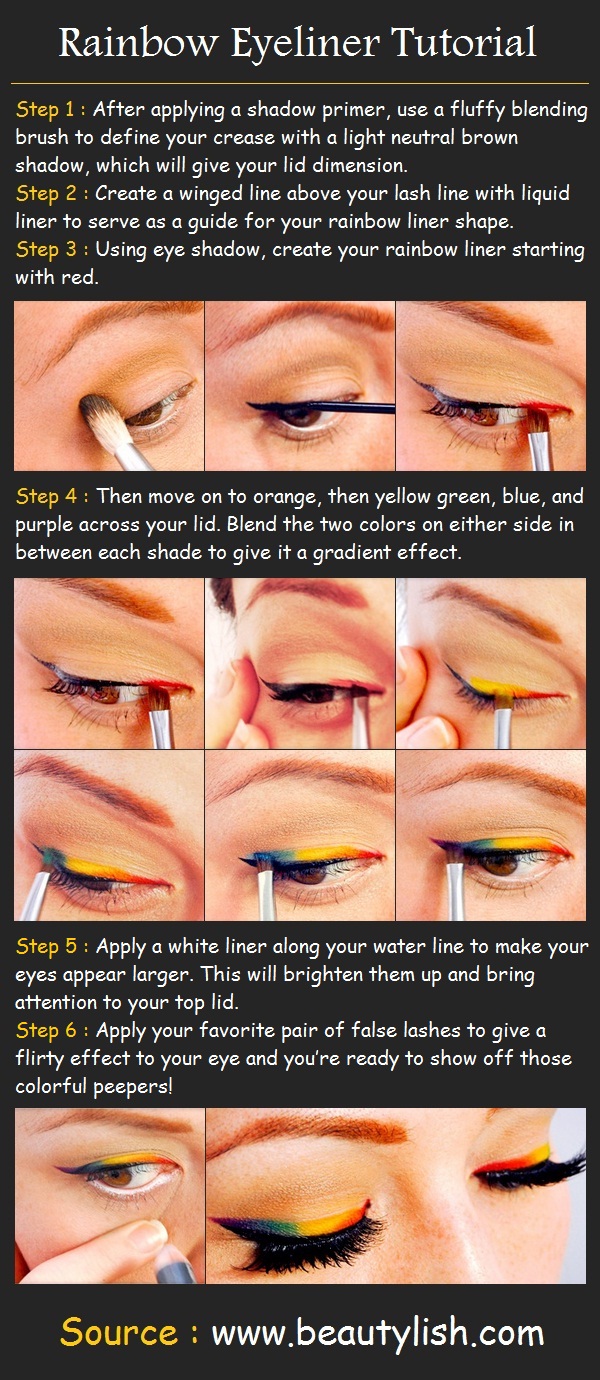 Rainbow Eyeliner Tutorial | Pinterest Tutorials