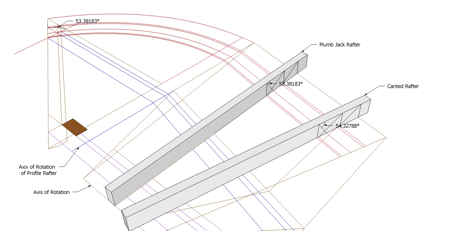 Roof Framing Geometry: Rising Purlin with Rafter Seat Cuts