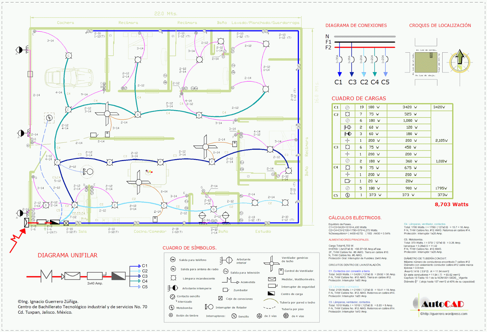 Ejemplo de Proyecto Eléctrico en Auto Cad | Todo Tecno Tecnia