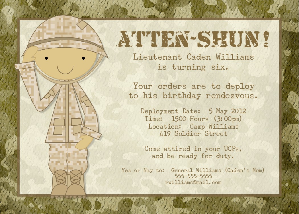 Bear River Photo Greetings: Soldier Birthday Party or Baby Shower ...