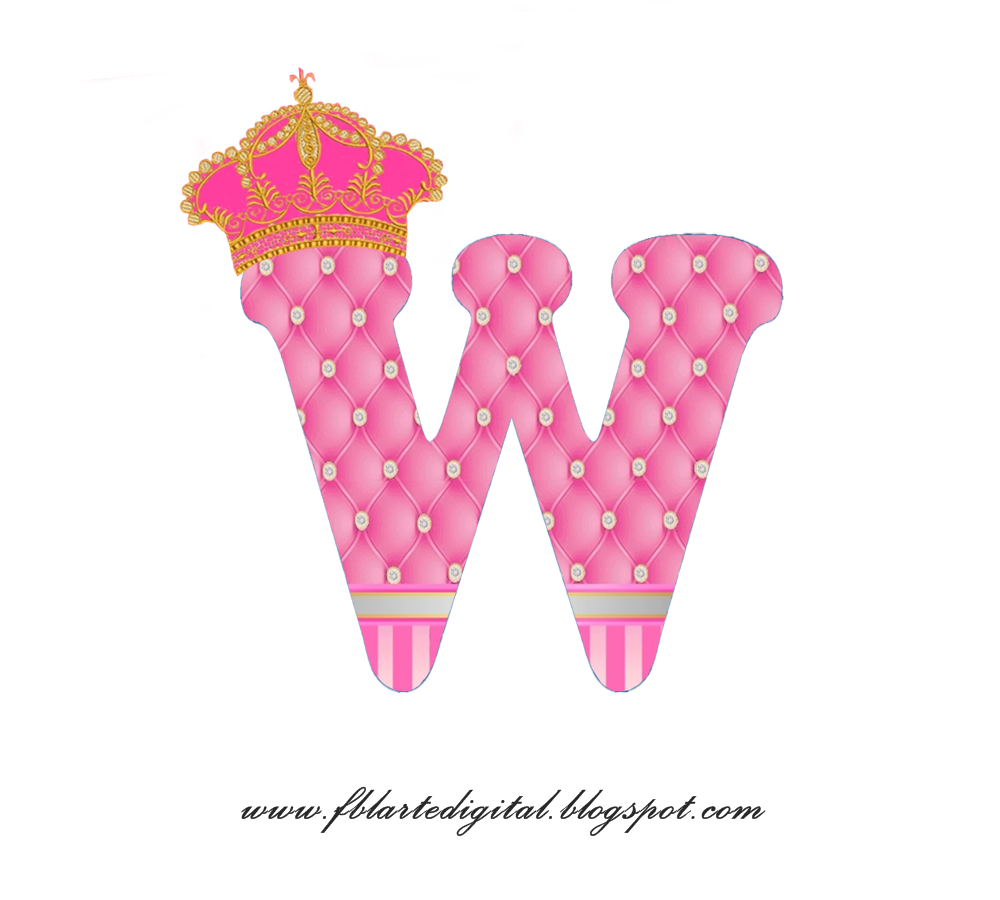 Alfabeto con Corona Dorada y Rosa. - Oh my Alfabetos!