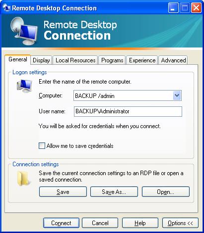 sql solace: Remote Desktop : /admin and /console switch behaviour