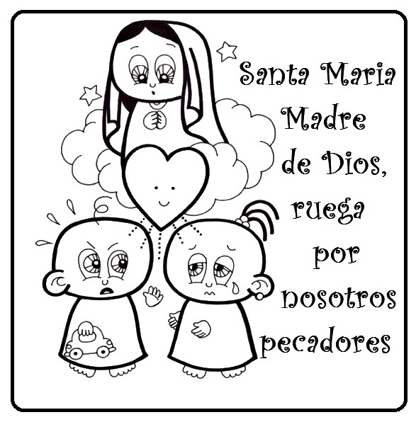 Ave Maria Hail Mary Prayer Sketch Coloring Page