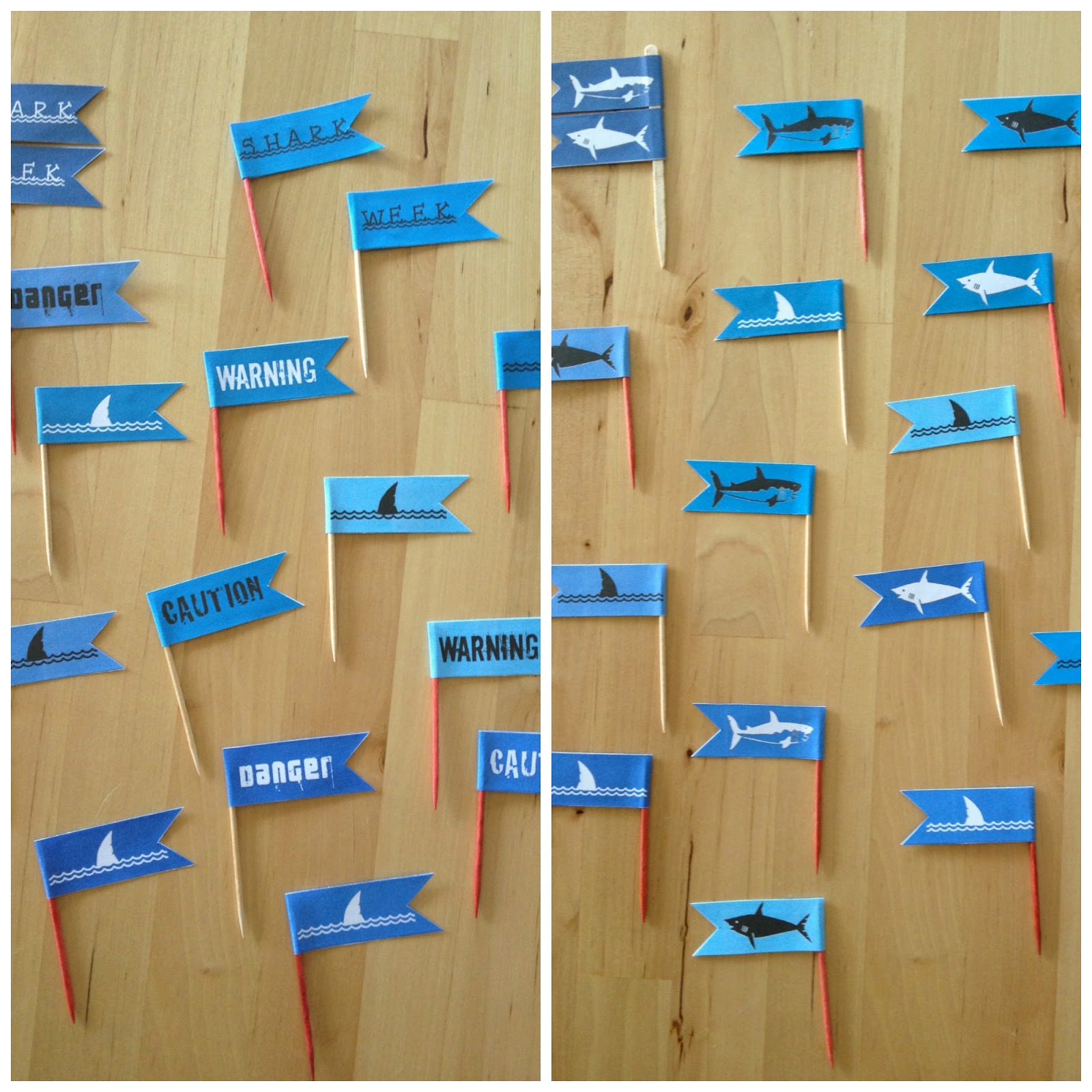 Project: Mommie: Shark Week Cupcake Topper Flags, for Shark Week!