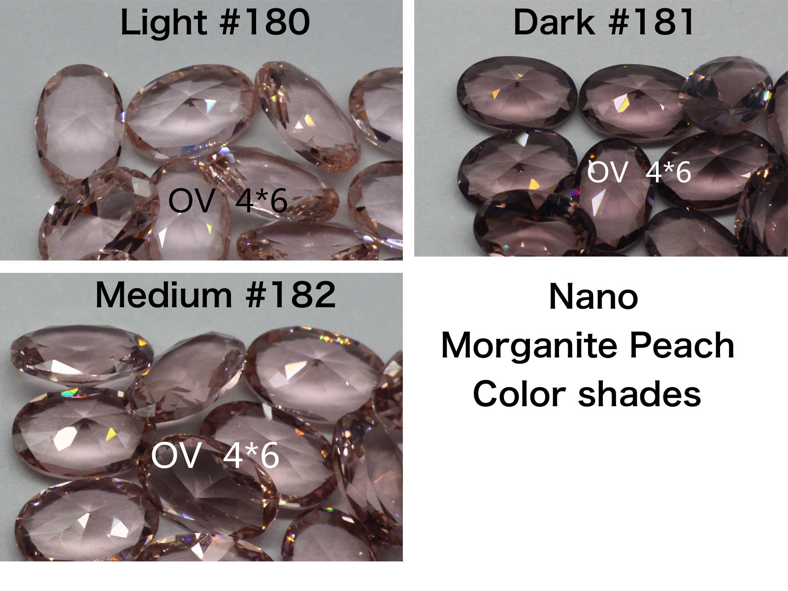 Nano crystal morganite color shades from FU RONG GEMS