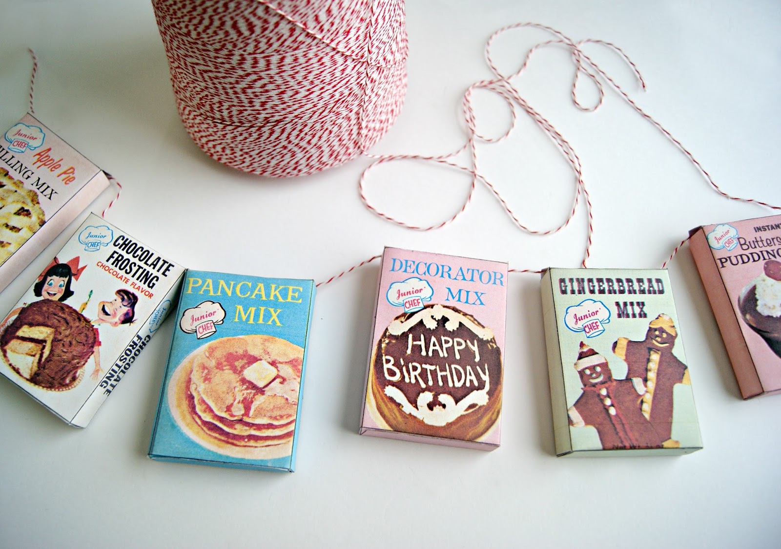 Fast & Fun DIY vintage mini play food box garland…with FREE printable ...