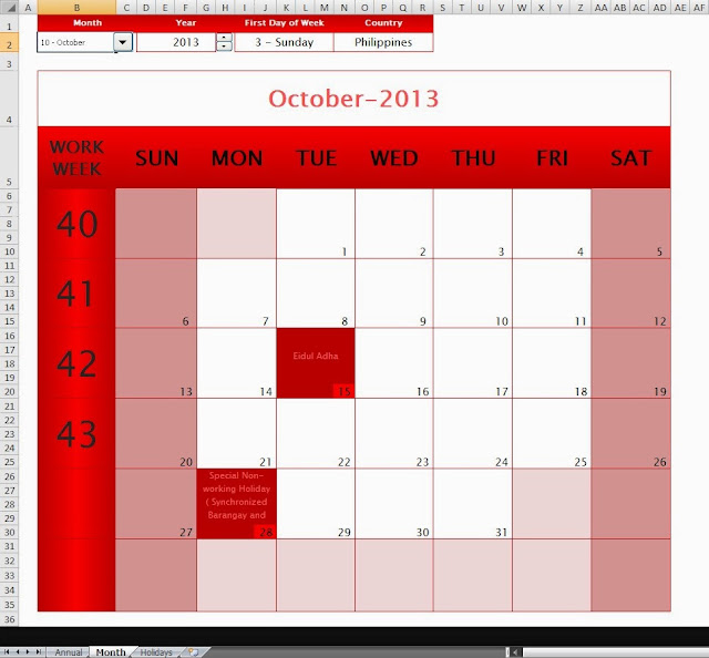 The Ultimate Annual-Monthly Microsoft Excel Calendar template