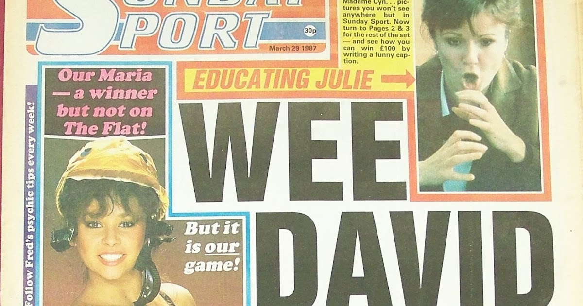 Vintage Sunday Sport Newspaper from 29th March 1987