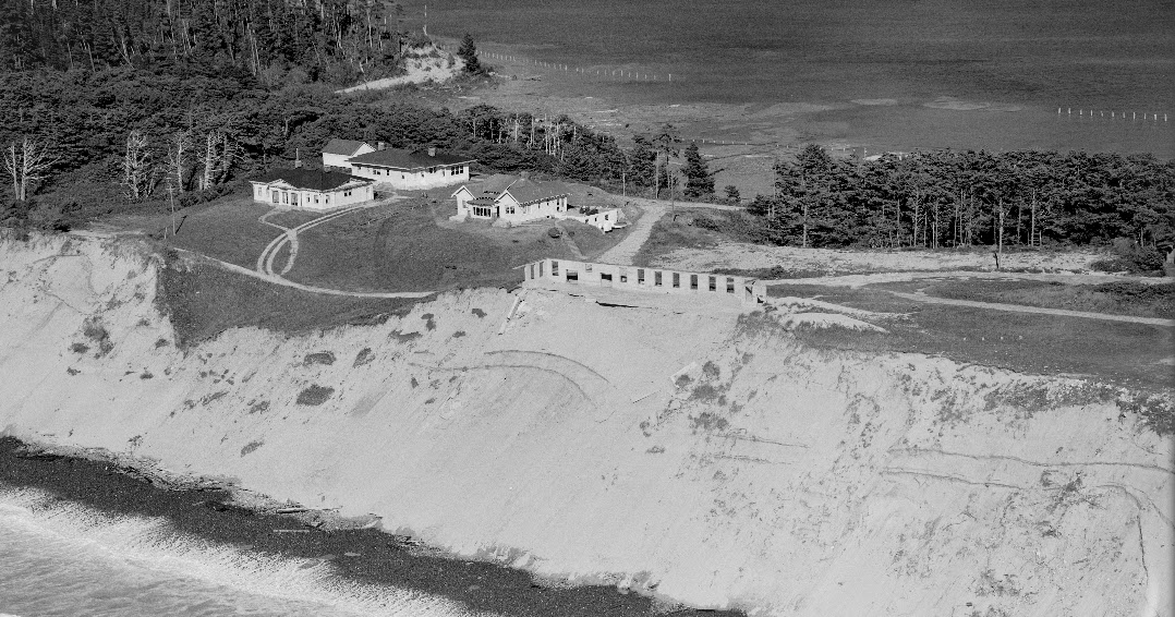 Bayocean: 1949 Ackroyd Aerial Depicts Bayocean Hotel Ruins and Erosion