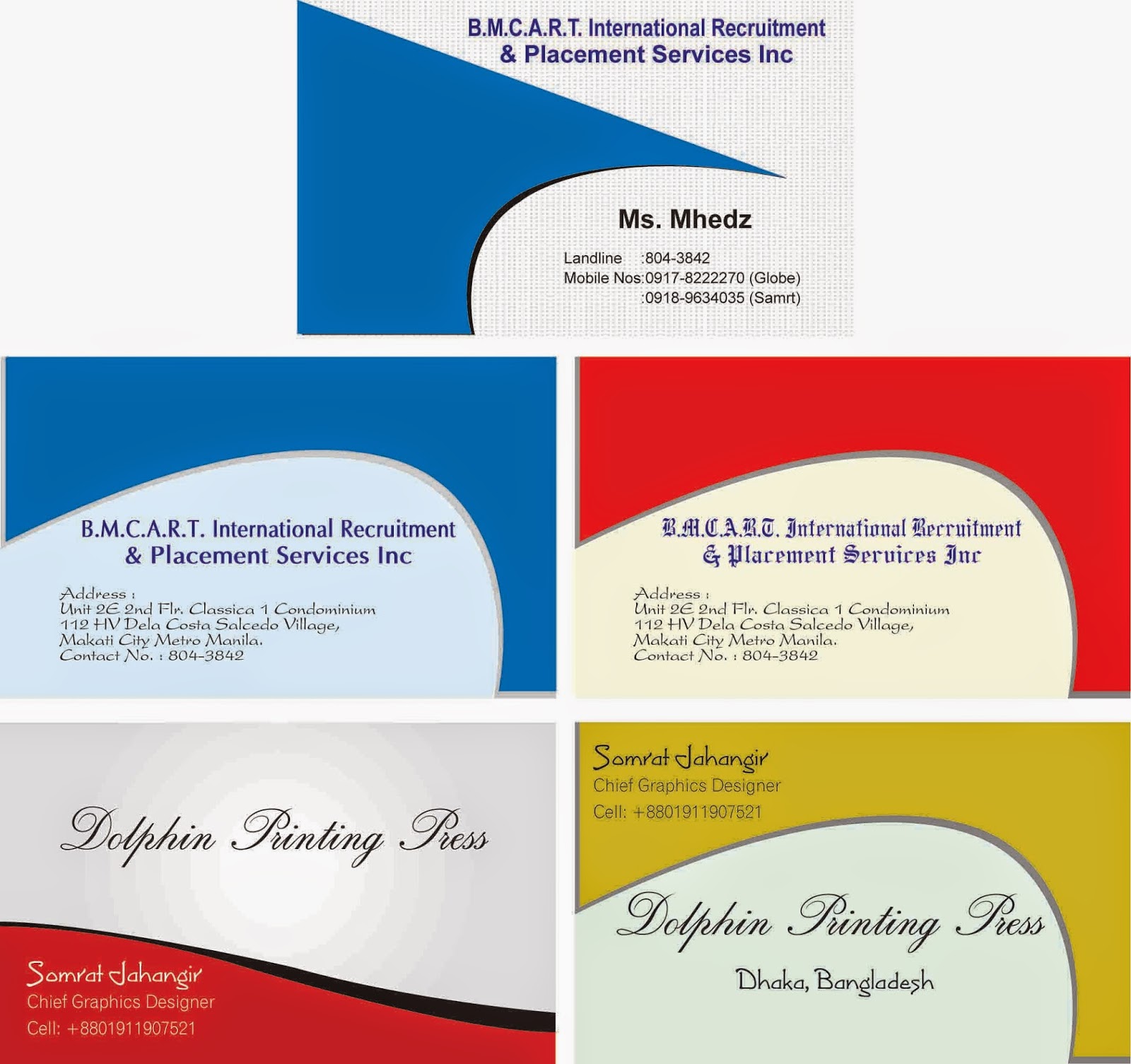 Dolphin Printing Press: Visiting Card Sample