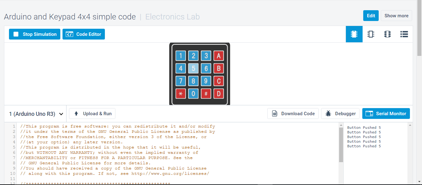 Arduino and Keypad 4x4 simple code - M.B Raw