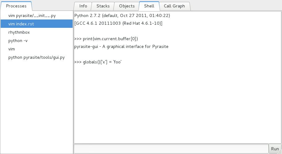 pyrasite - Inject code into running Python processes