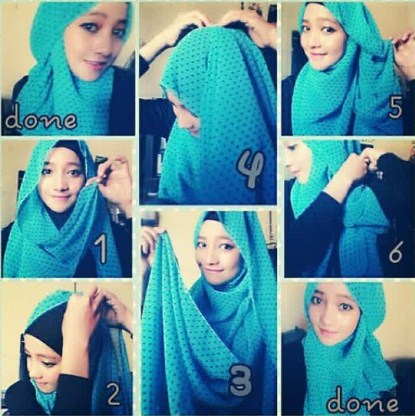 Contoh Gambar Tutorial Hijab Modern Dan Mudah - Tren Fashion