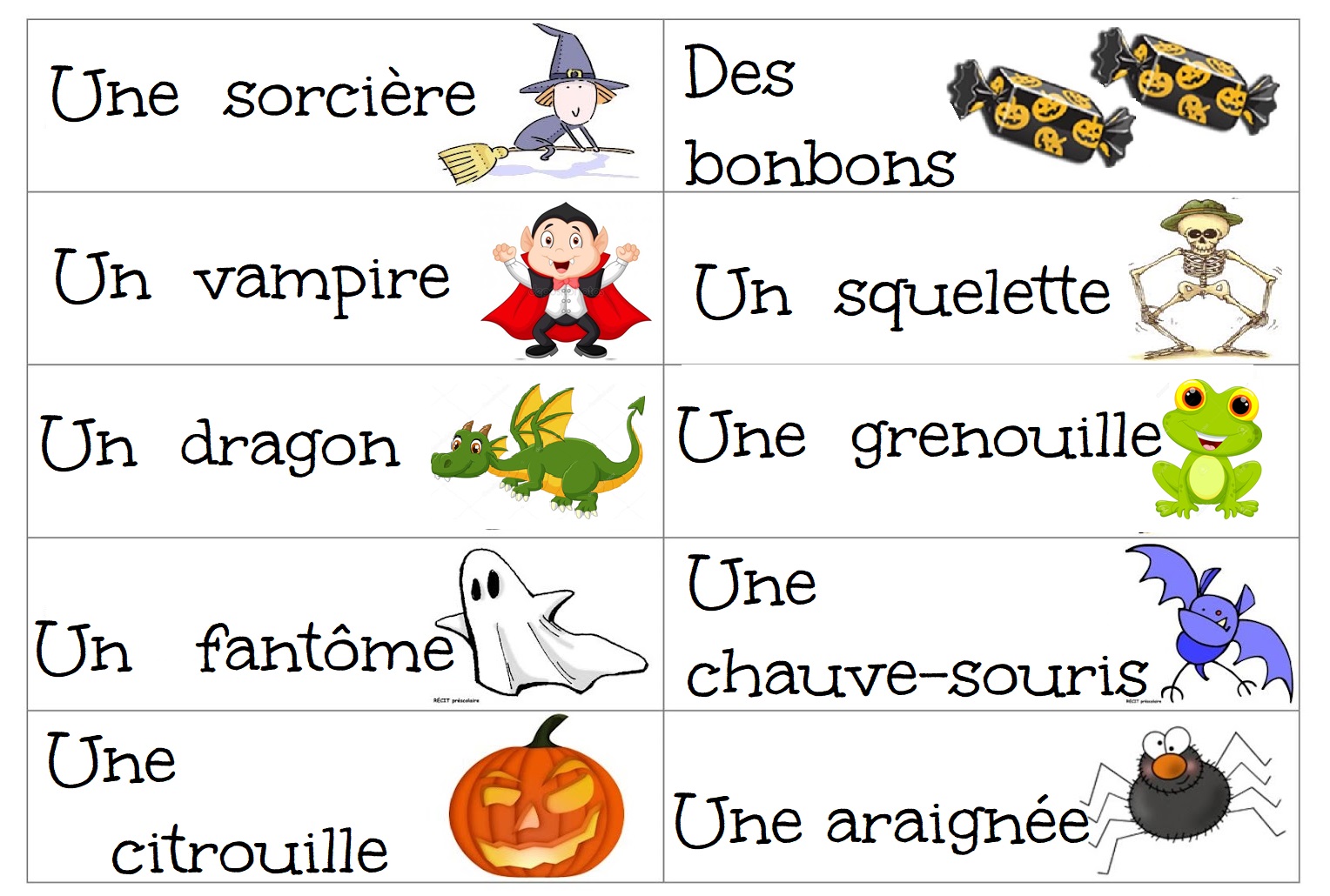 FRANCÉS-EANDO: VOCABULAIRE: HALLOWEEN