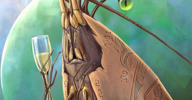 Alien with wine glass