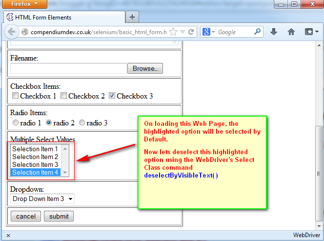 Selenium By Arun 401 Using Deselectbyvisibletext Command To Deselect Any List Option From