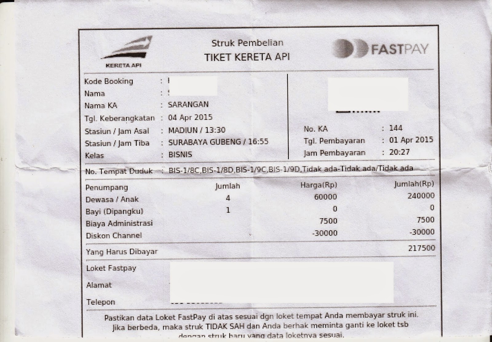 Cara mendapatkan Karcis Asli dari Kereta Api Indonesia | Sunarto,S.Kom