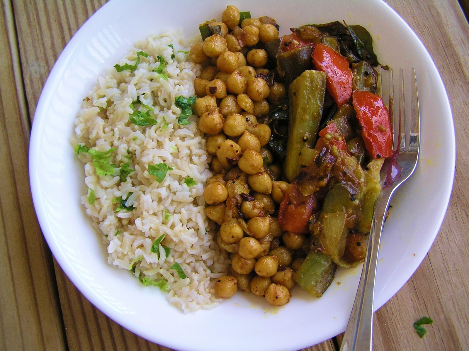 The Melting Pot: Layered Brown Rice, Chickpeas and Eggplant