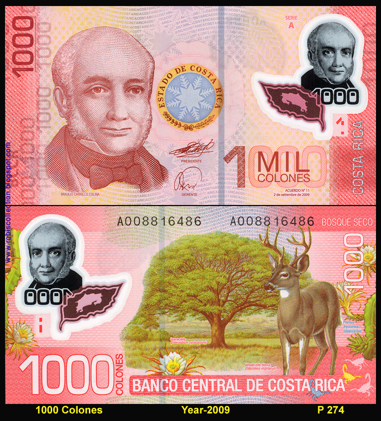 PAPER MONEY AND POLYMER NOTE: COSTA RICA