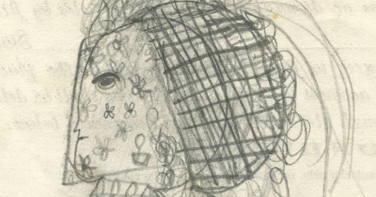 Dull Tool Dim Bulb: Antique Folk Art Drawing Woman with a Veil c. 1865 ...