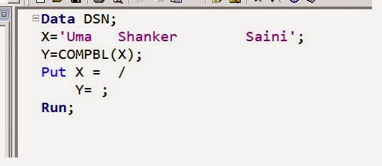 SASCERTGURU: SAS Character Function- Compress and Compbl
