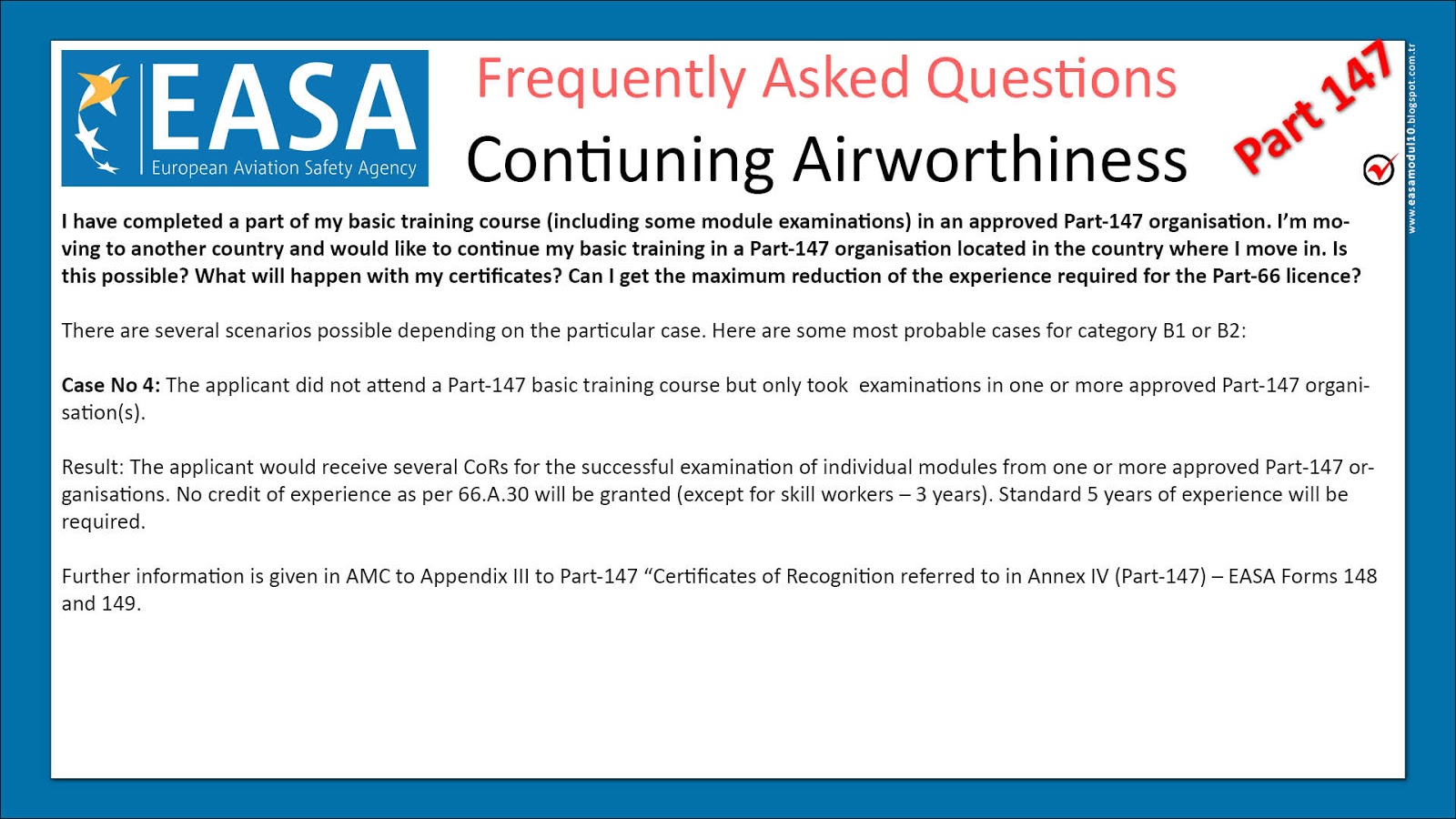 Aviation Legislation: EASA Part 147 Frequently Asked Questions