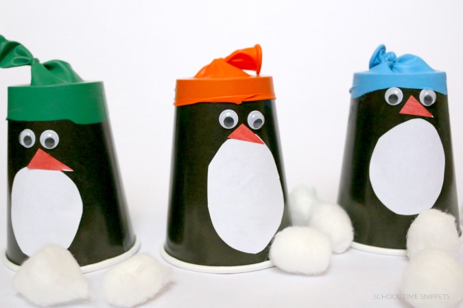 Easy Paper Cup Penguin Poppers Craft | School Time Snippets