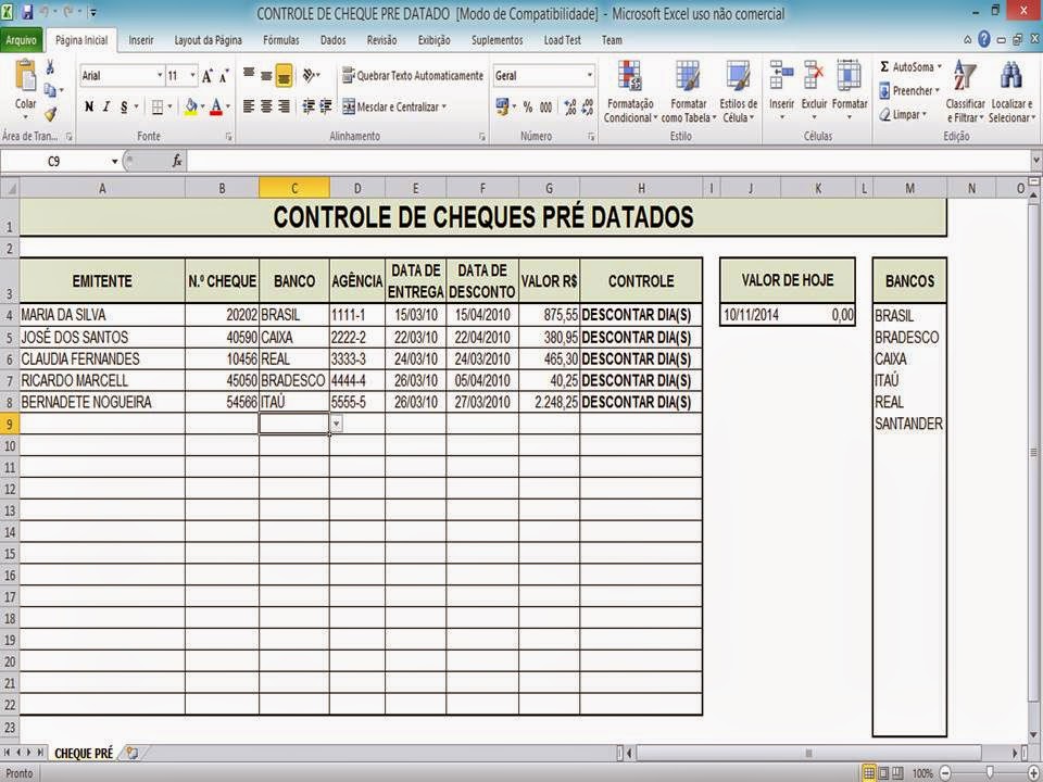 PLANILHA EXCEL-ADM. SILVA: CONTROLES