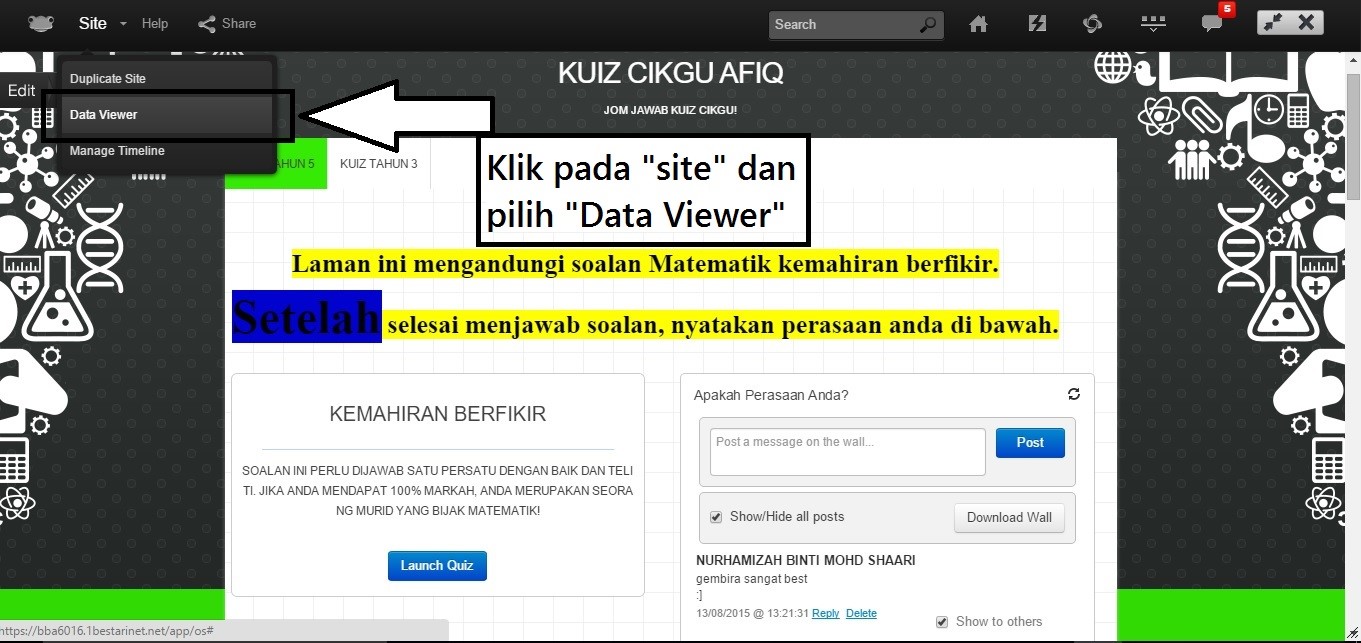 FROG VLE : Melihat Markah Kuiz Murid