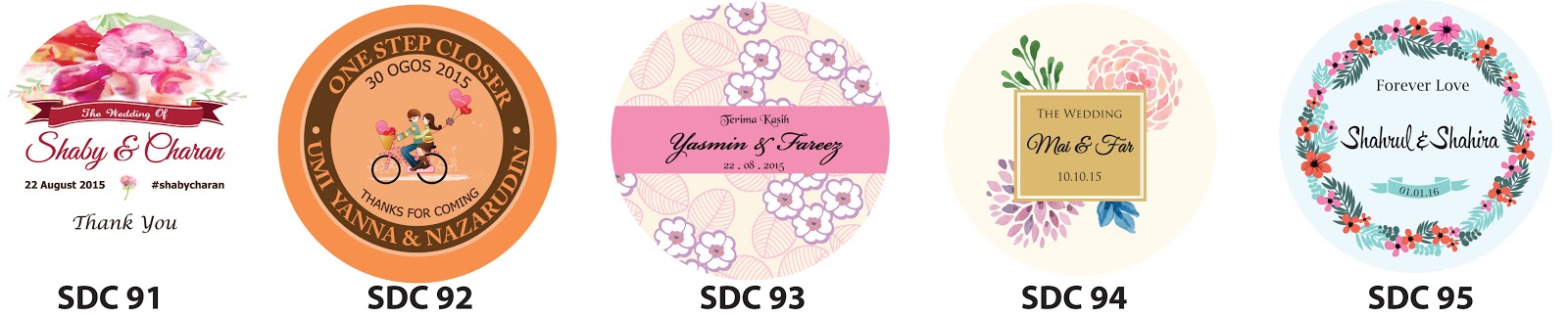 Oh Mai Wedding - Door gift Sticker Kahwin Bunting Button Badge: Tempah ...