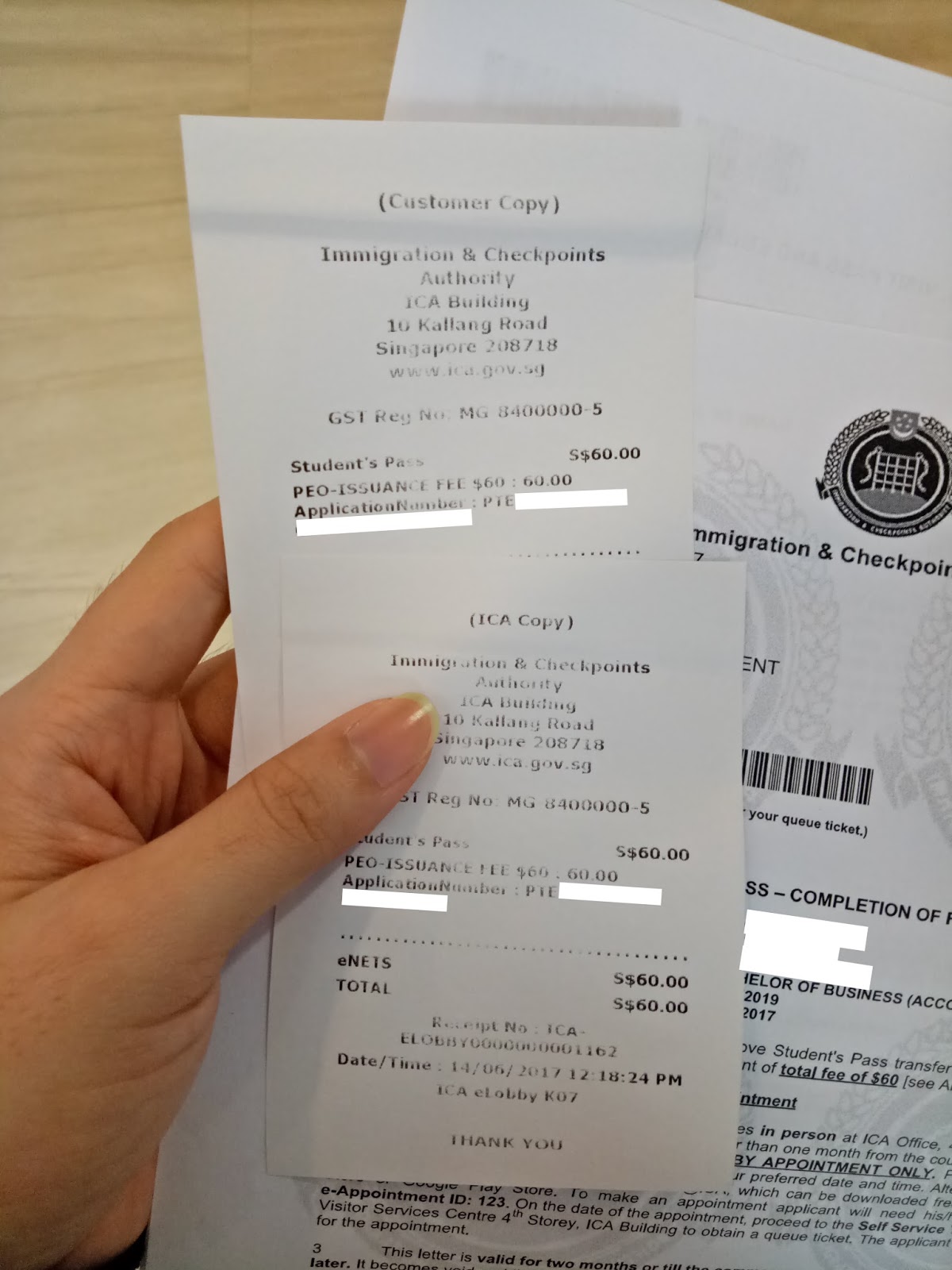 Yoon‘s House: Collecting Student Pass at ICA Building (Singapore)