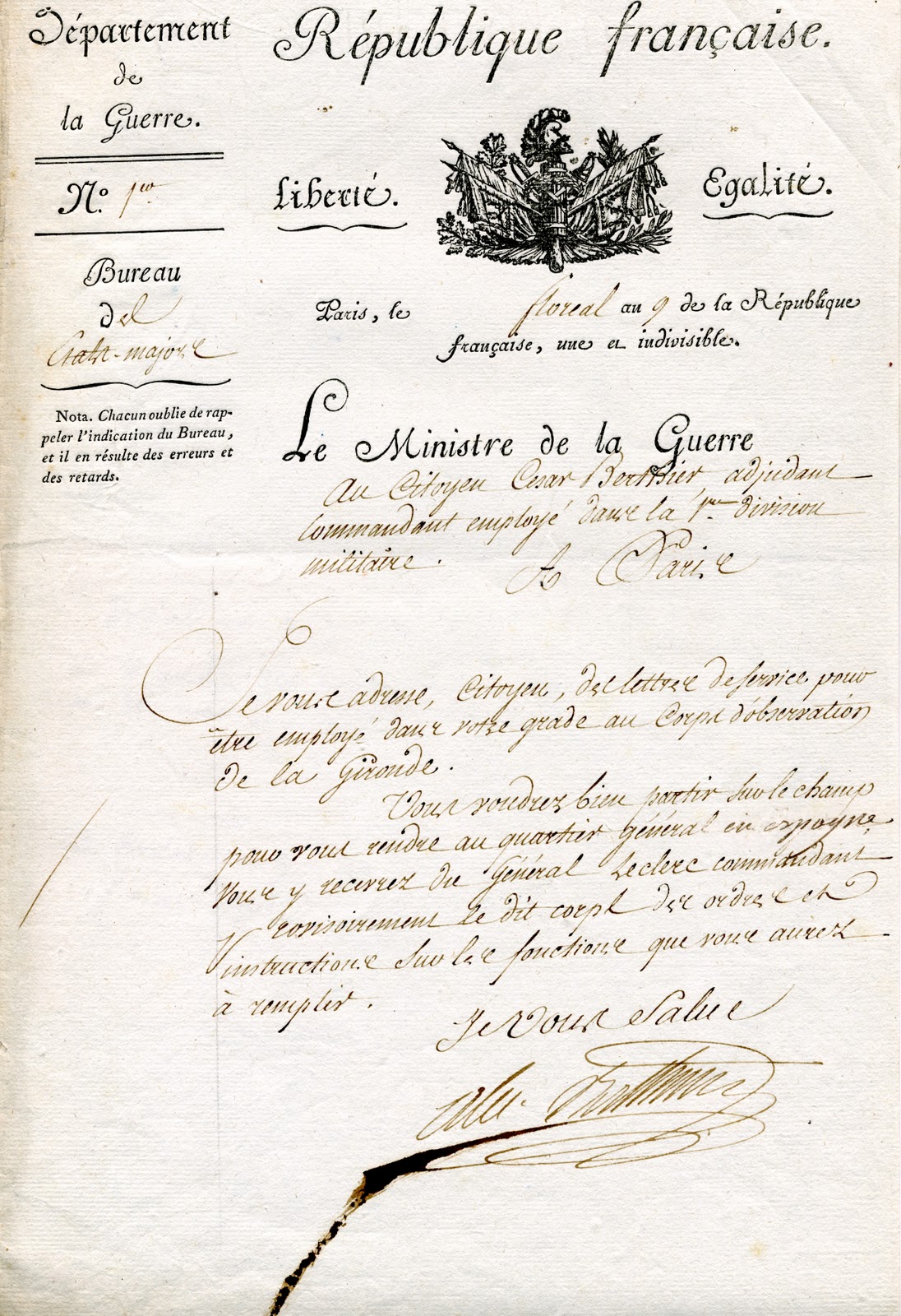 Napoleonic Documents and Manuscripts: Marechal Berthier - set of three ...