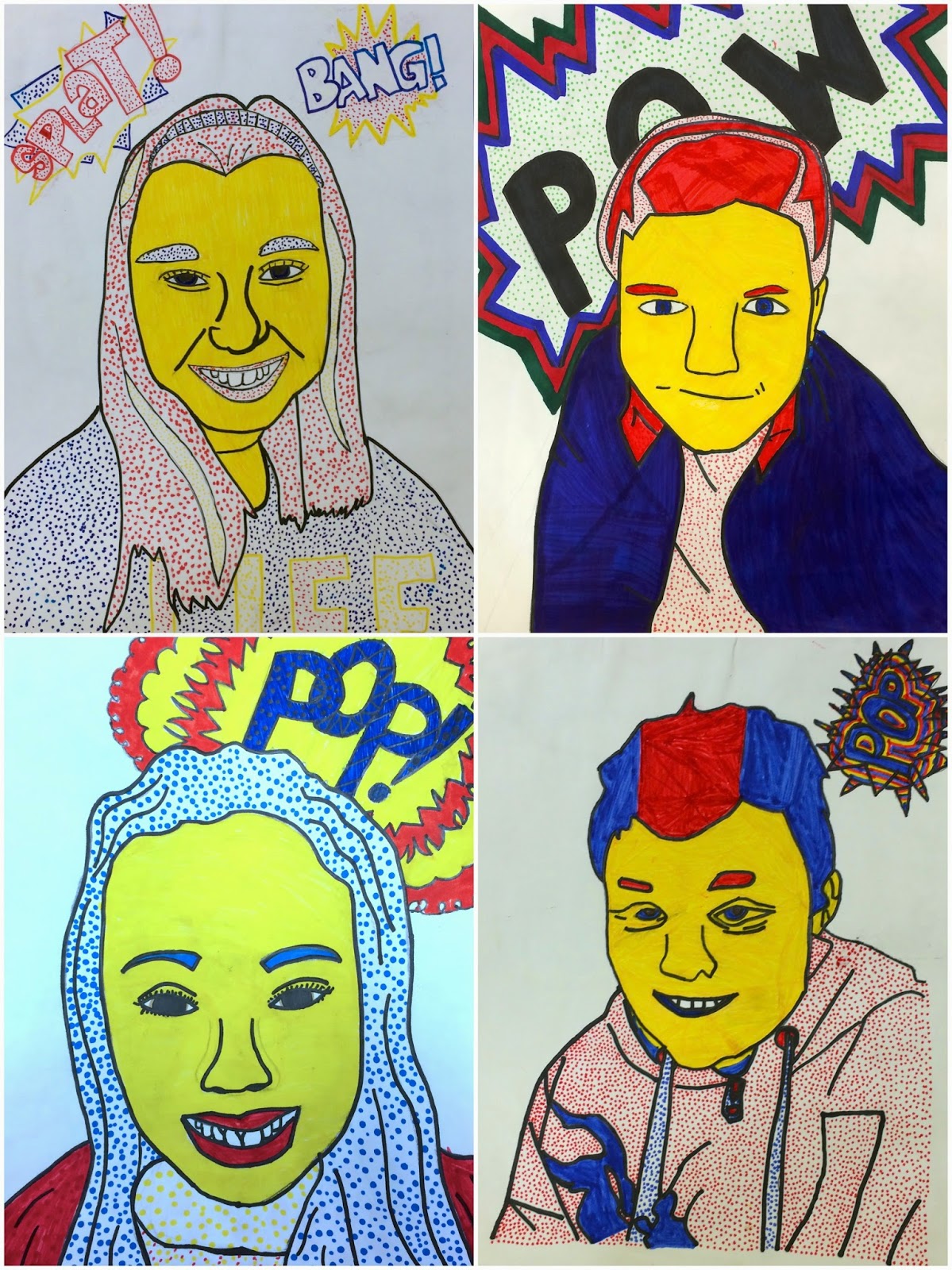 Art. Eat. Tie Dye. Repeat.: 6th Grade Roy Lichtenstein Self Portraits