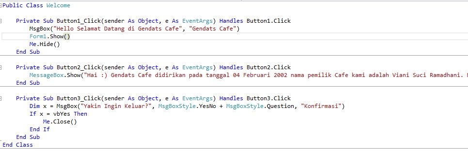 Aplikasi Restoran/Cafe menggunakan Visual Basic