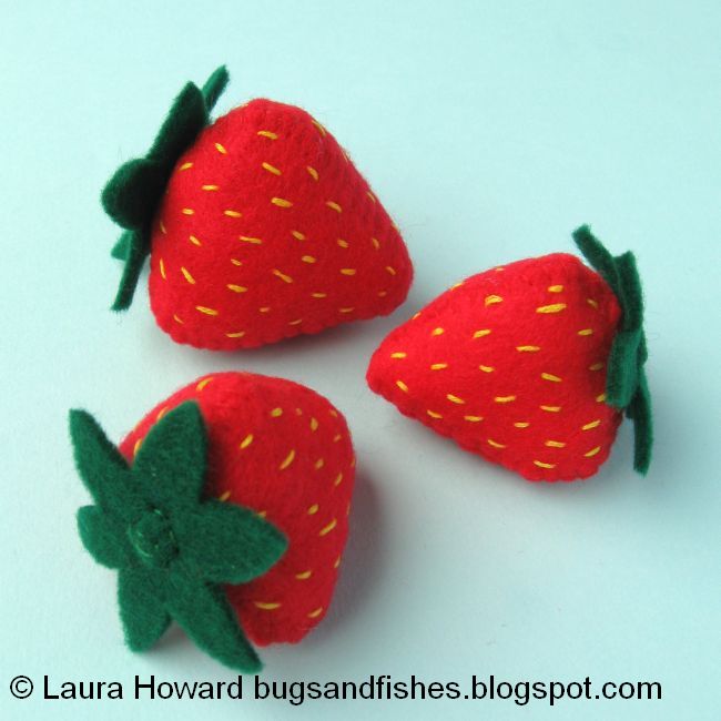 Bugs and Fishes by Lupin: Sew Some Felt Fruit! Strawberries Tutorial