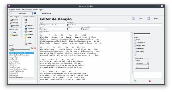 OpenSong, APP evangélico para Debian, Ubuntu e derivados