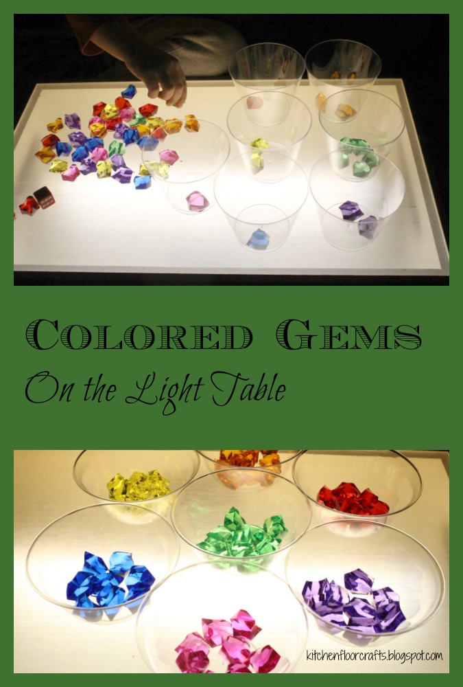 Kitchen Floor Crafts: Colored Gems on the Light Table