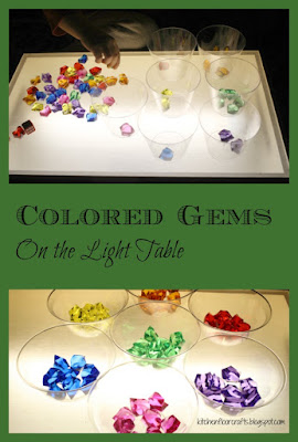 Kitchen Floor Crafts: Colored Gems on the Light Table