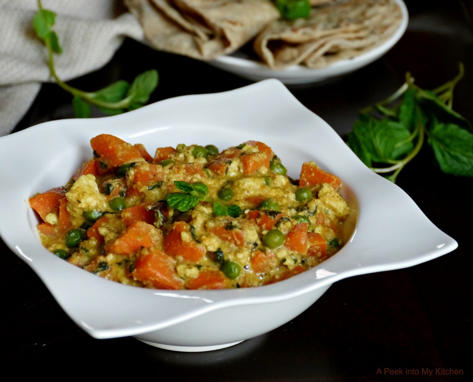 A Peek into My Kitchen: Carrot Paneer Masala with Mint (No Onion ...
