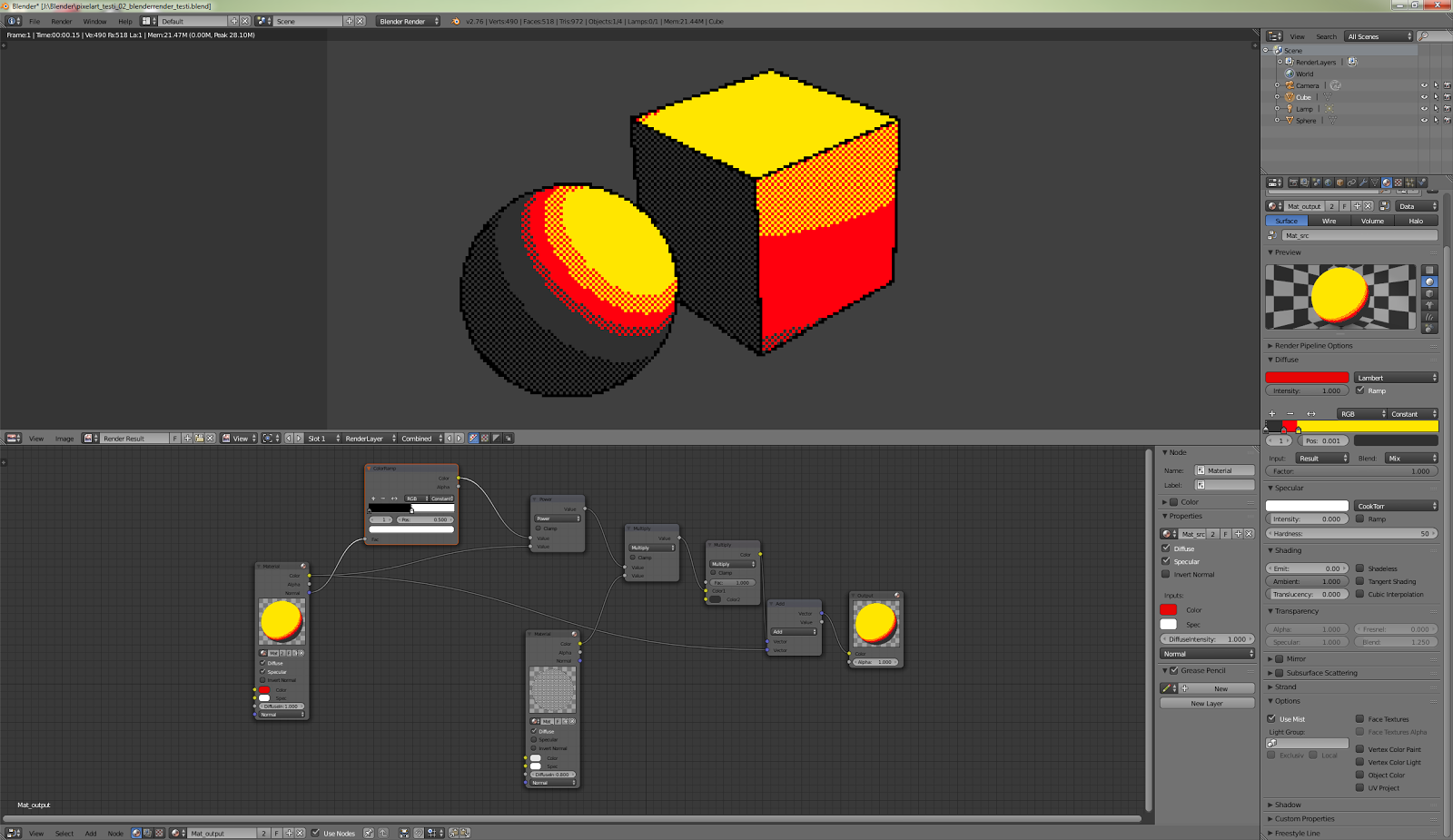 Mikko 3D-Mallikas: Blender: Pixel art -shaderin tekeminen