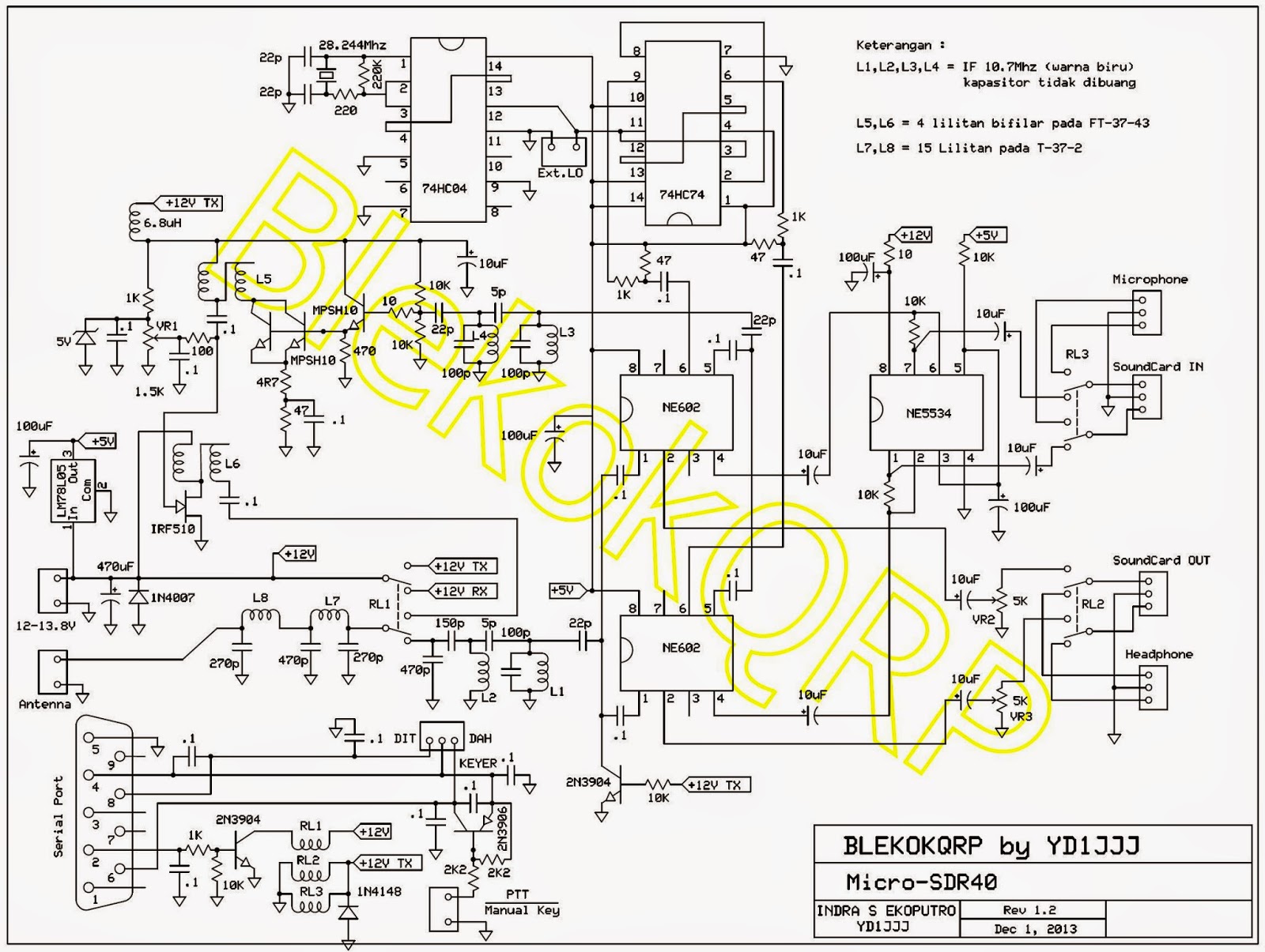 BLEKOK QRP by YD1JJJ: Micro-SDR40 3W 40M Multi-mode SDR Transceiver