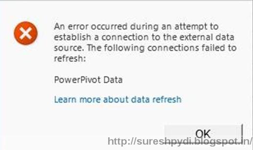 “An error occurred during an attempt to establish connection to external data source…” error in ...