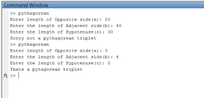 Check Pythagorean triplet using Matlab