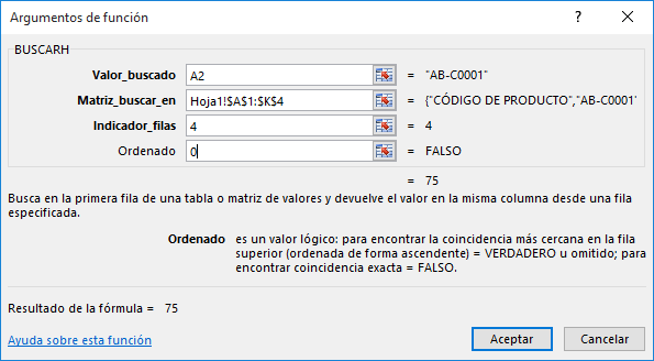 Función BuscarH Excel - Calculos Contables