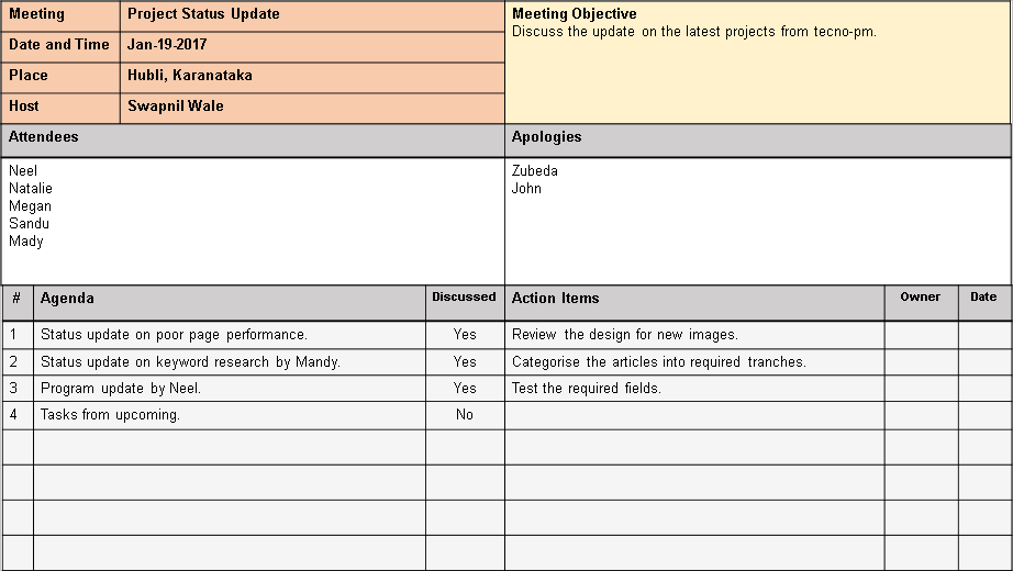 MOM Format Template: 4 Free Downloads - Free Project Management Templates