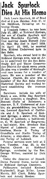 Denise's Life in the Past Lane: Sunday's Obituary - Jack Lewis Spurlock ...