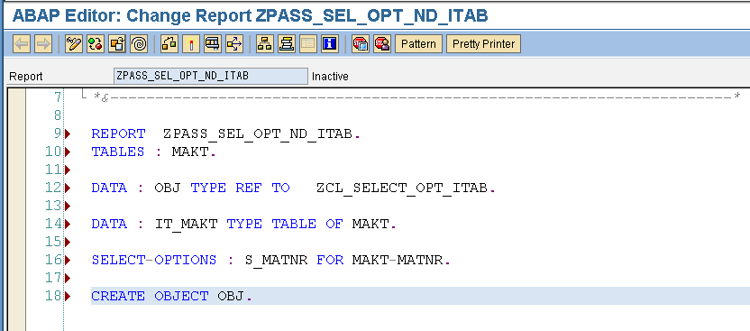 Sap Tech Global Class Passing Parameters Select Options And Internal Table To Methods