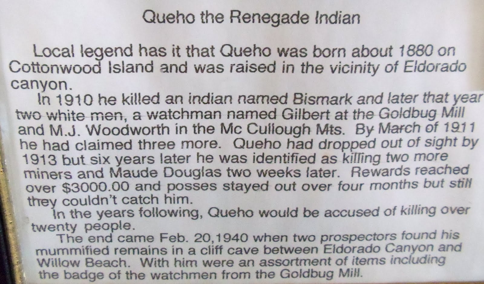 Mojave Brad: Queho, the nations last renegade indian.
