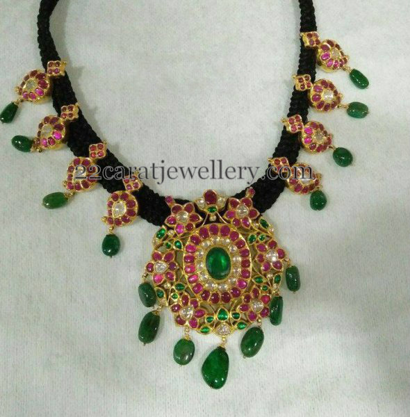 Black Thread Necklace with Mangos - Jewellery Designs