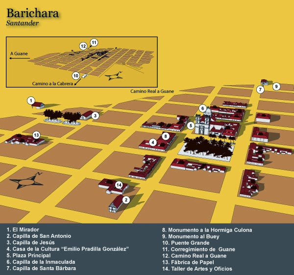 Barichara "Un viaje en el tiempo": Mapa turístico de Barichara